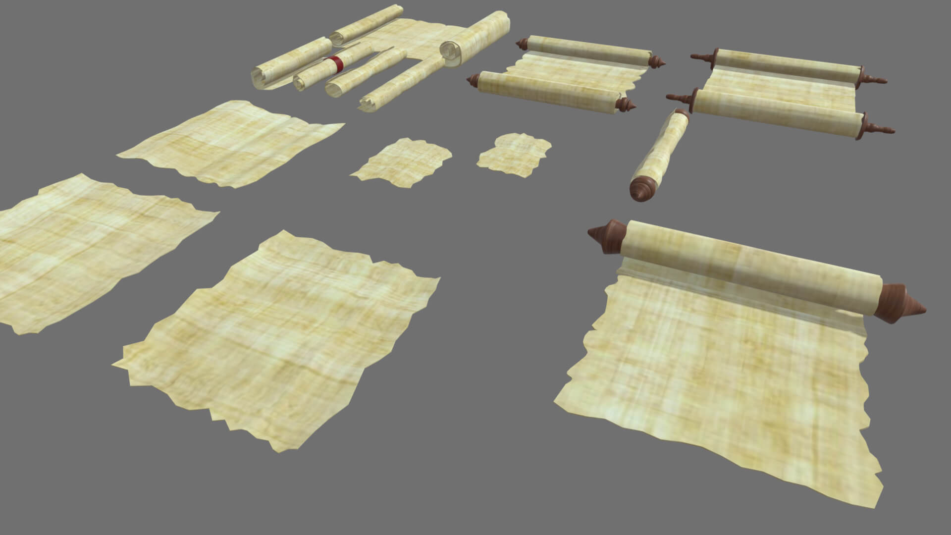 Old Papyrus Parchments - 3D Model by ViperJr3D