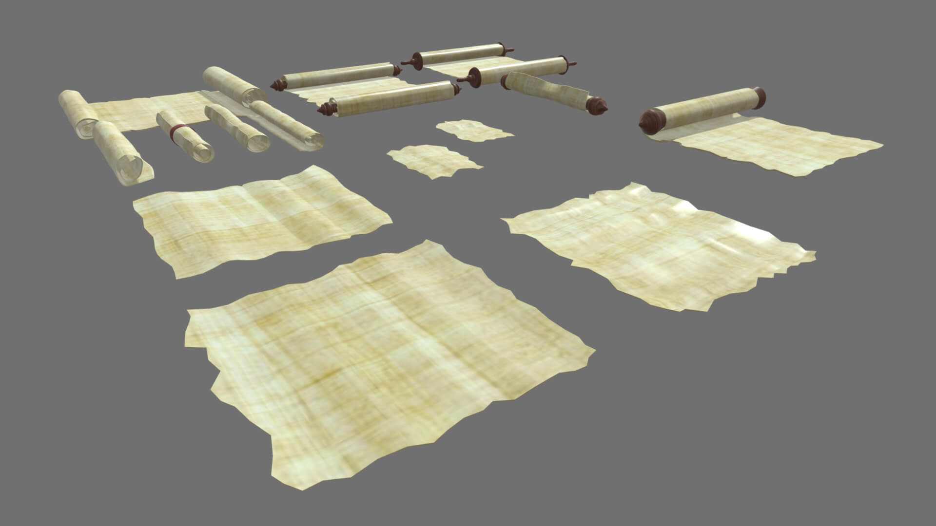Old Papyrus Parchments - 3D Model by ViperJr3D