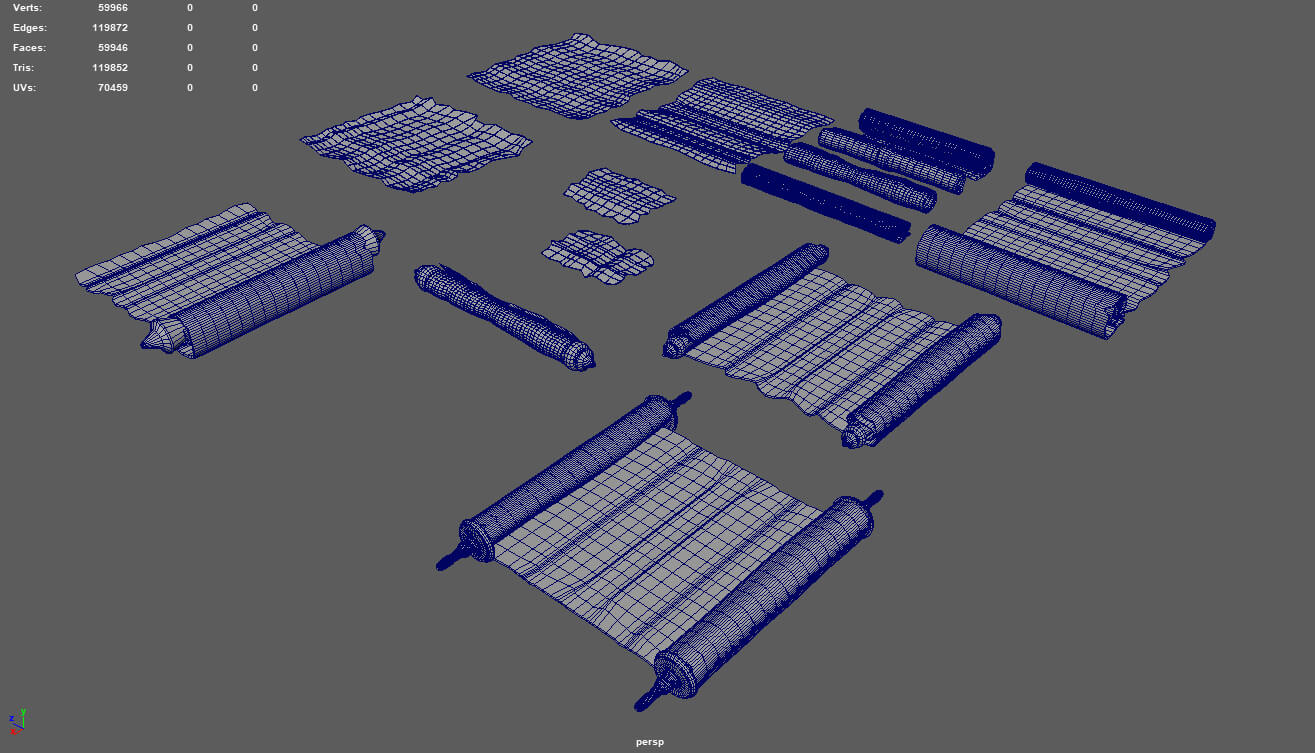 Old Papyrus Parchments - 3D Model by ViperJr3D