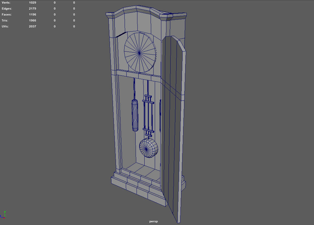 Old Vintage Big Floor Clock - 3D Model by ViperJr3D