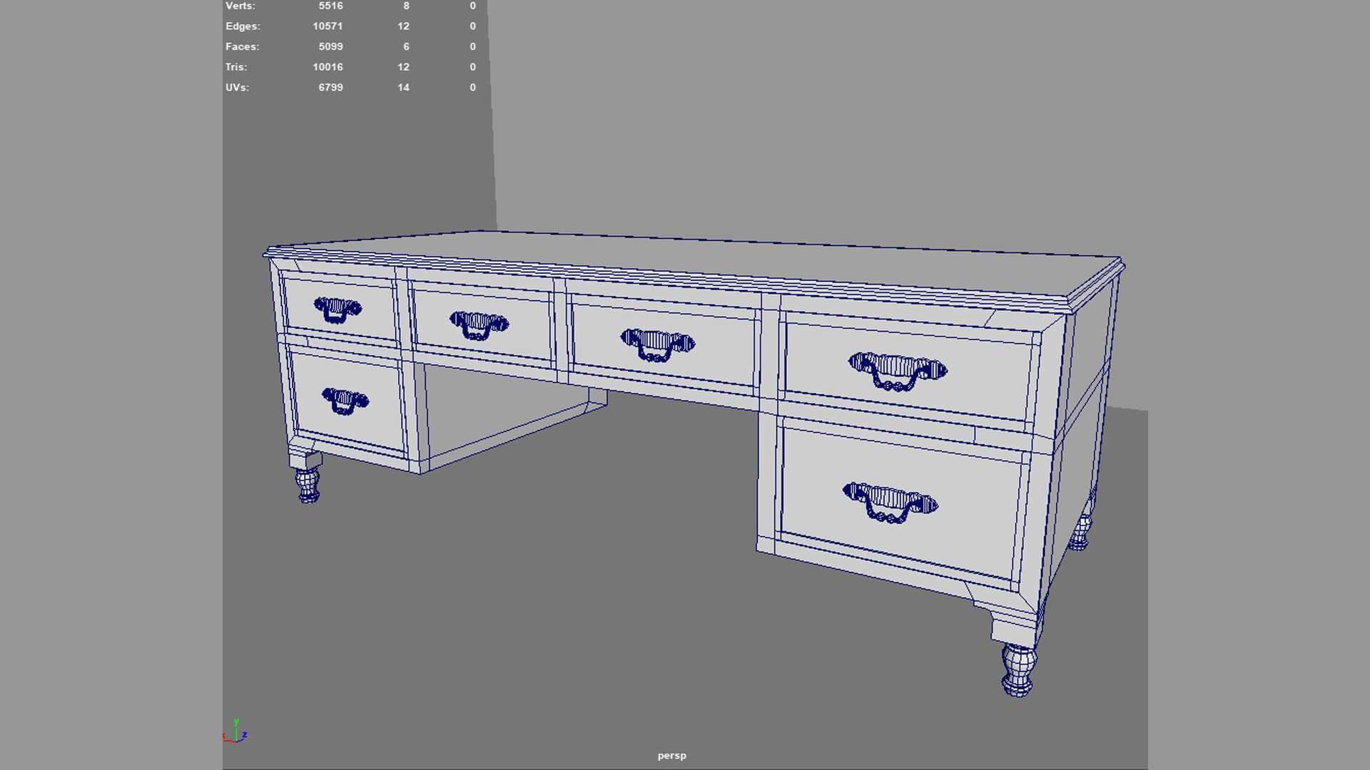 Old Vintage Desk - 3D Model by ViperJr3D