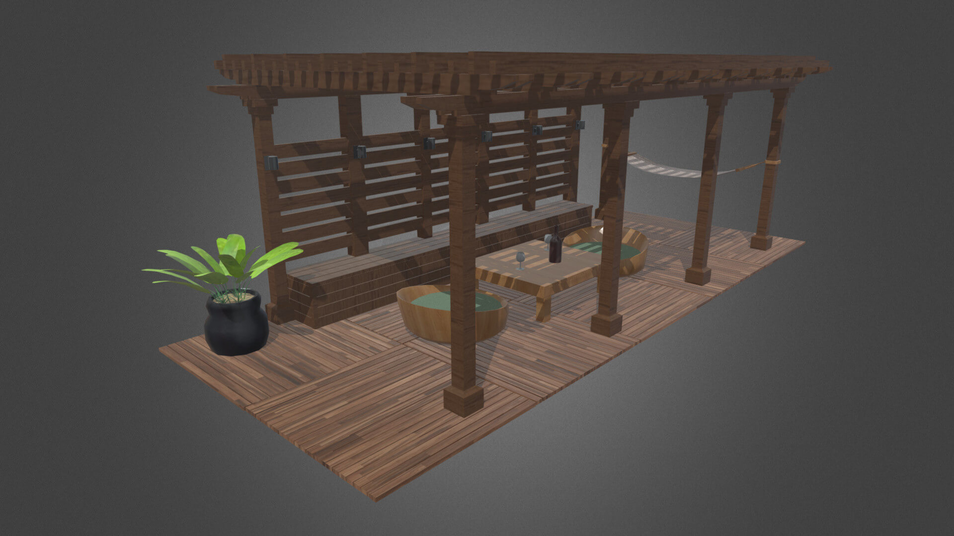 Terrace Wood Structure - 3D Model by ViperJr3D