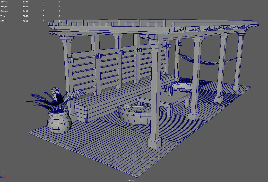 Terrace Wood Structure - 3D Model by ViperJr3D