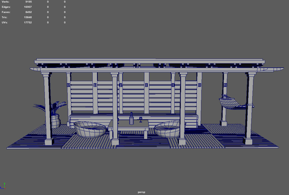 Terrace Wood Structure - 3D Model by ViperJr3D