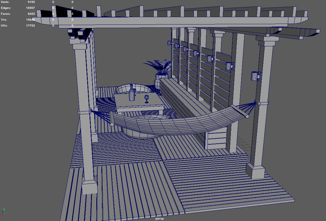 Terrace Wood Structure - 3D Model by ViperJr3D