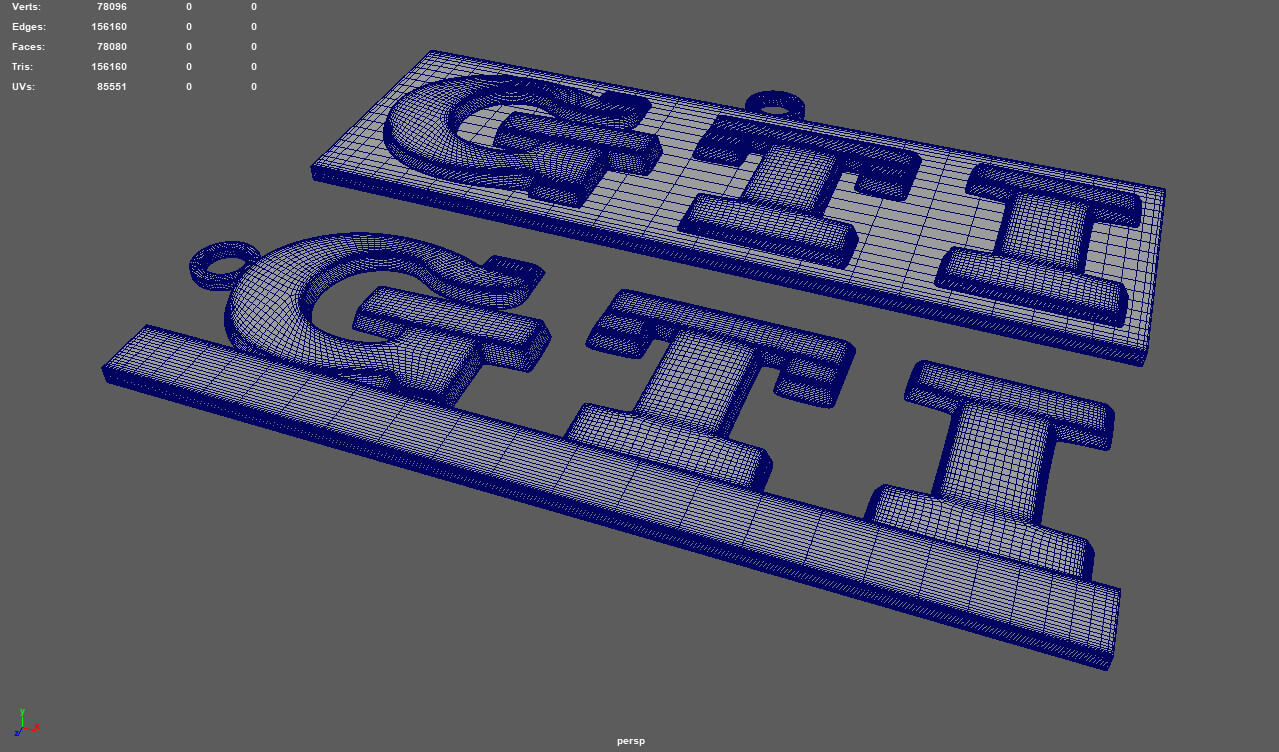 Volkswagen GTI Key Ring Chain - 3D Model by ViperJr3D