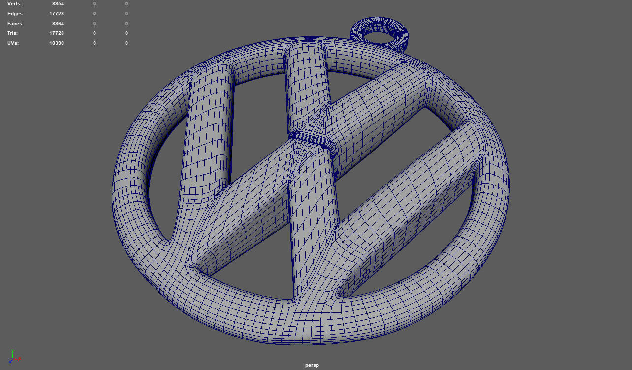 Volkswagen Key Ring Chain - 3D Model by ViperJr3D