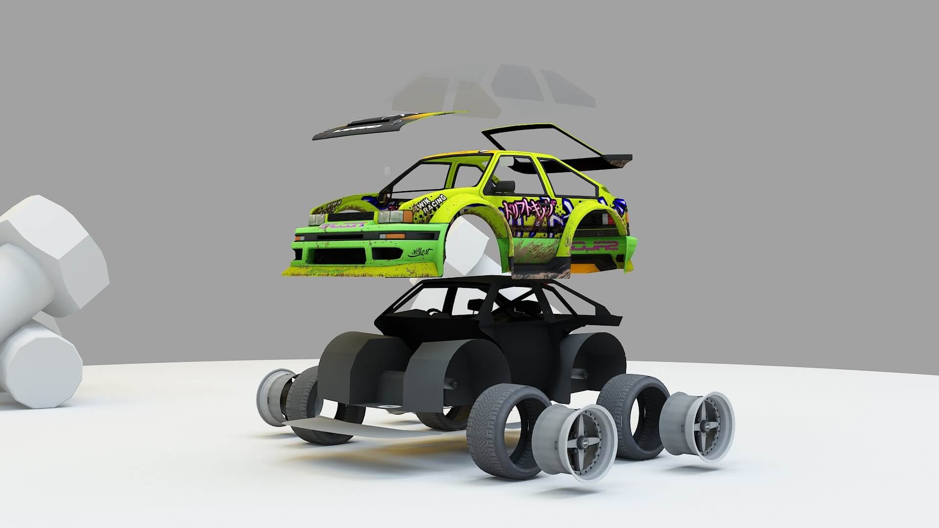 Cartoon Car (Mini Car 0) - 3D Model by vipkat