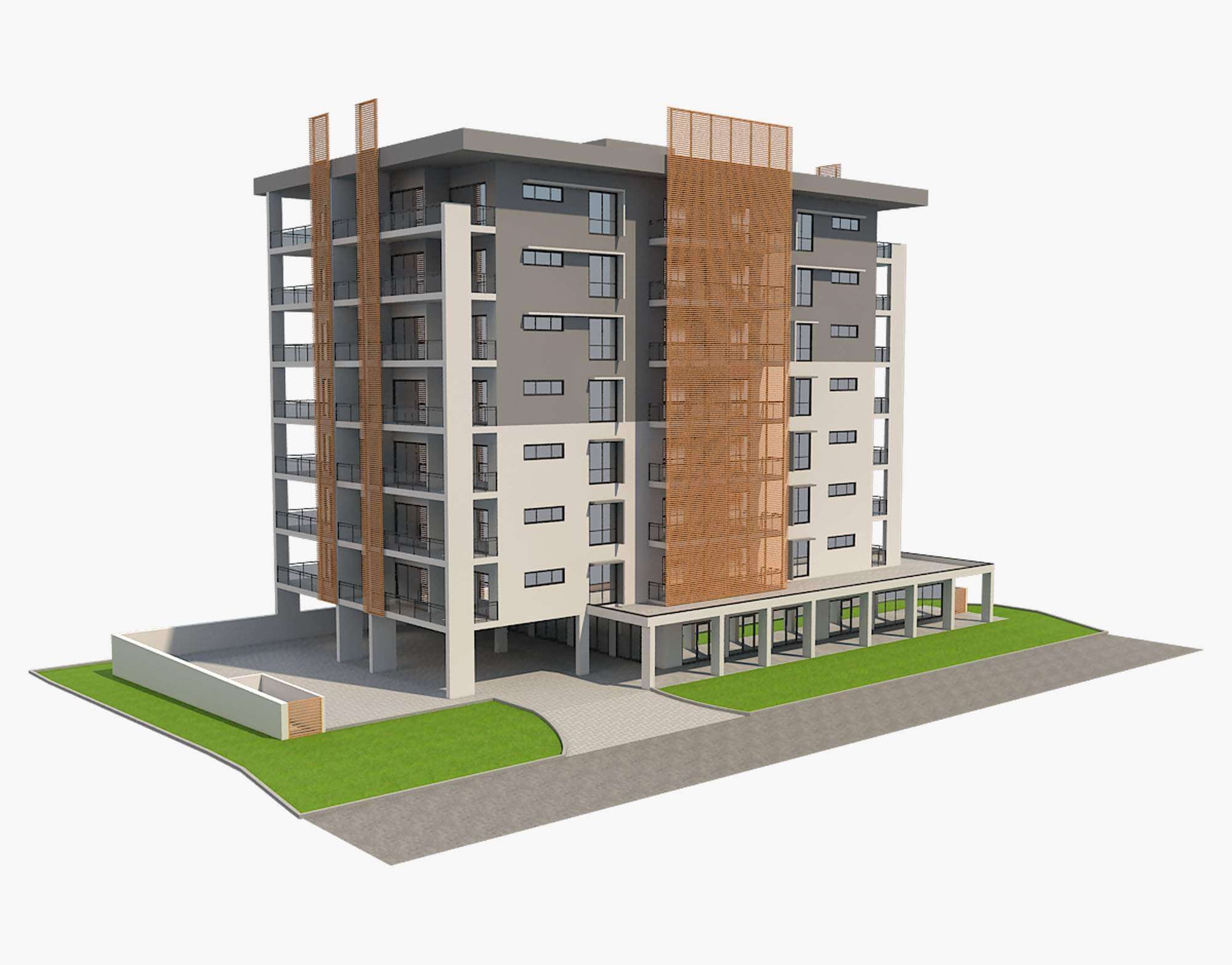 4 Apartment Buildings Set 2 - 3D Model by virtual3d