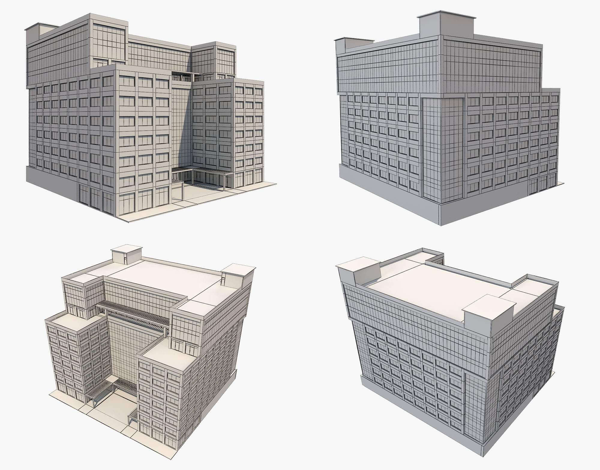 Buildings Set - 3D Model by virtual3d