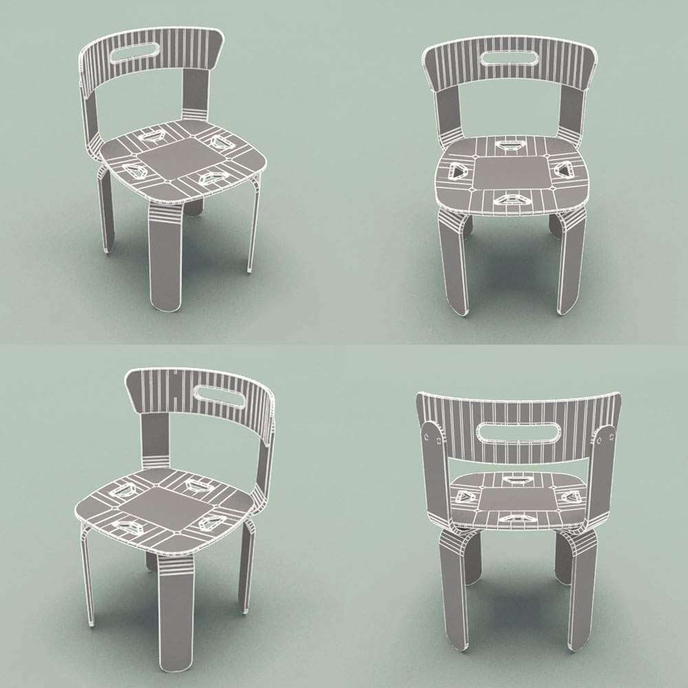 4 Chairs Set 1 - 3D Model by virtual3d