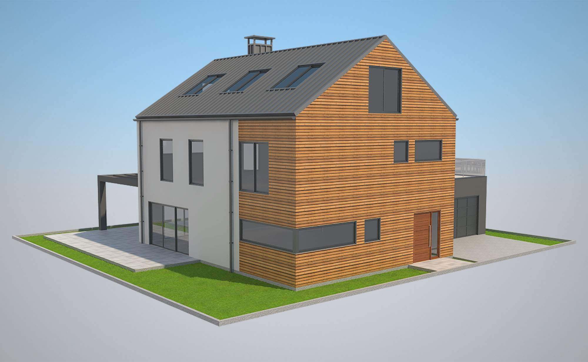 4 Modern House Set 1 - 3D Model by virtual3d
