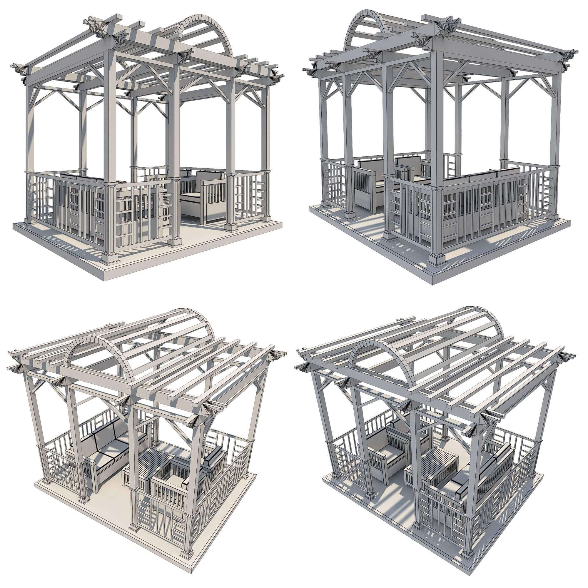 8 Pergolas Set 2 - 3D Model by virtual3d