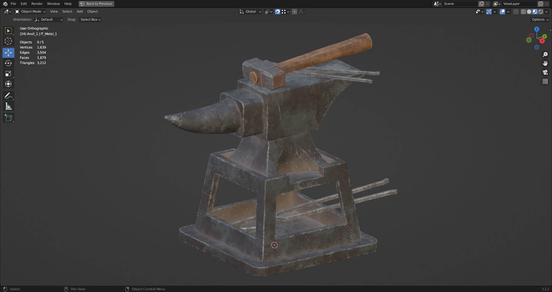 Old Metal Anvil 1 - 3D Model by virtual3d
