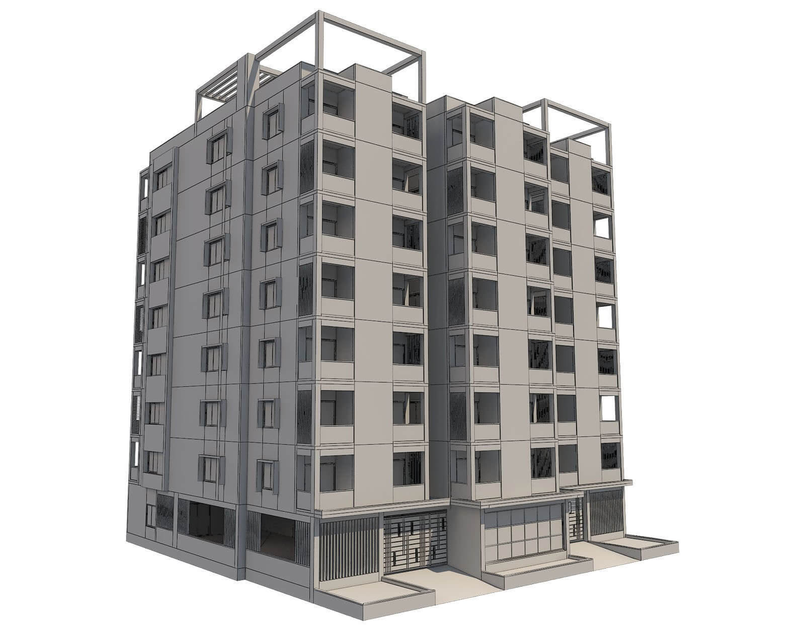 Apartment Building 15 - 3D Model by virtual3d