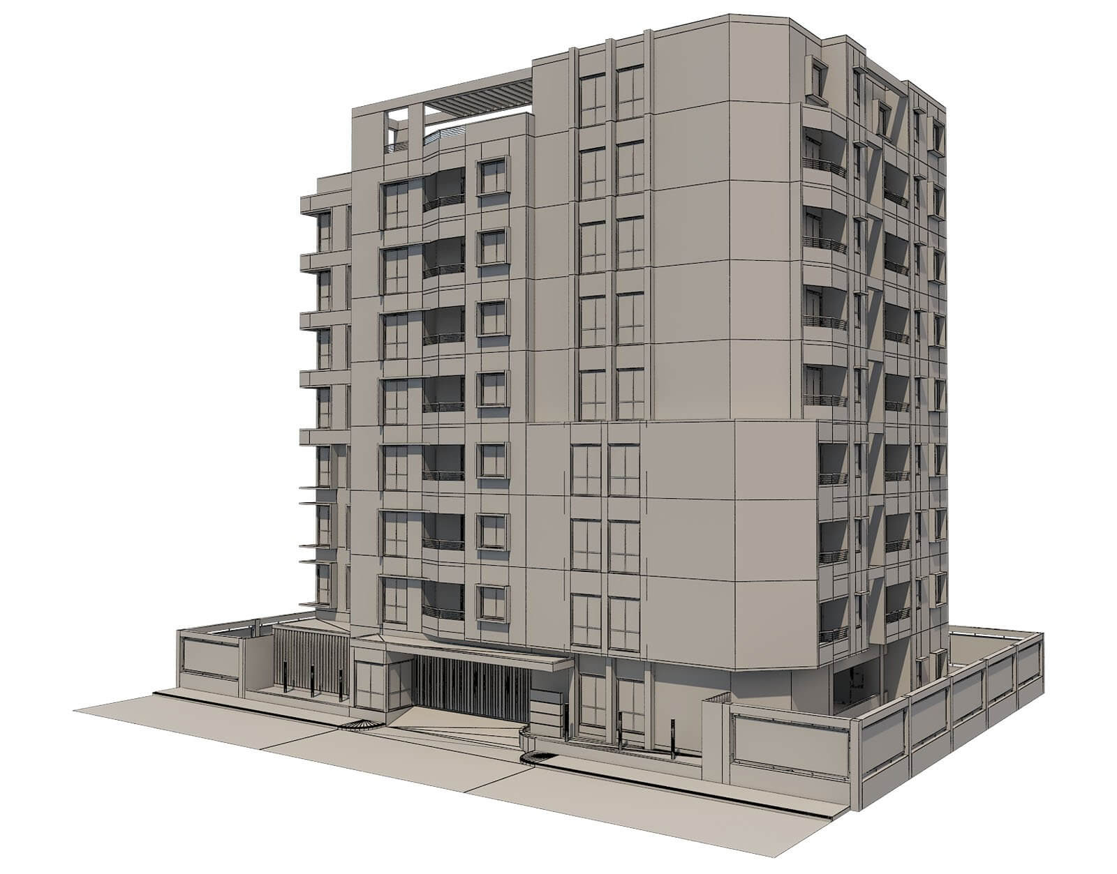 Apartment Building 17 - 3D Model by virtual3d