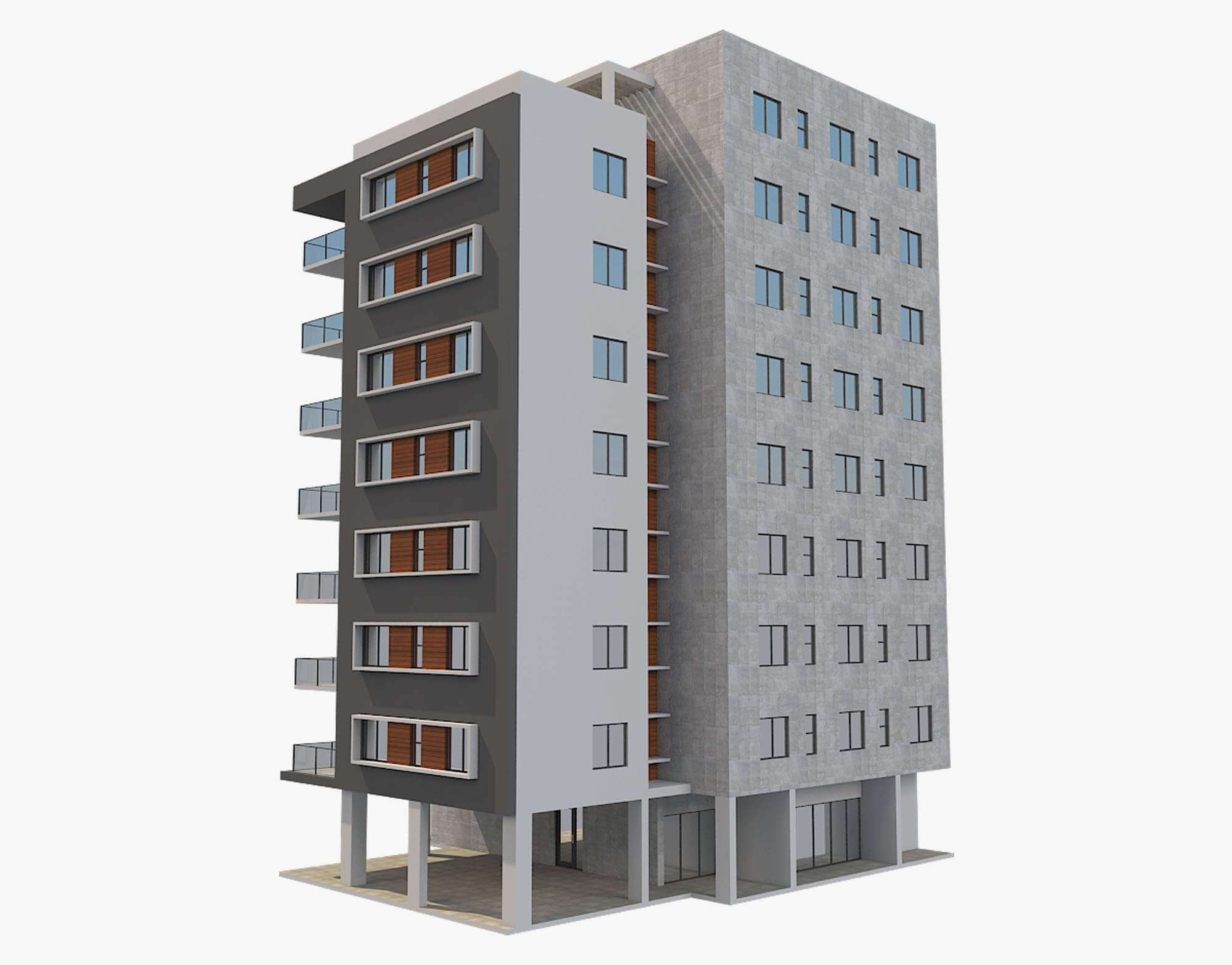 Apartment Building 3 - 3D Model by virtual3d