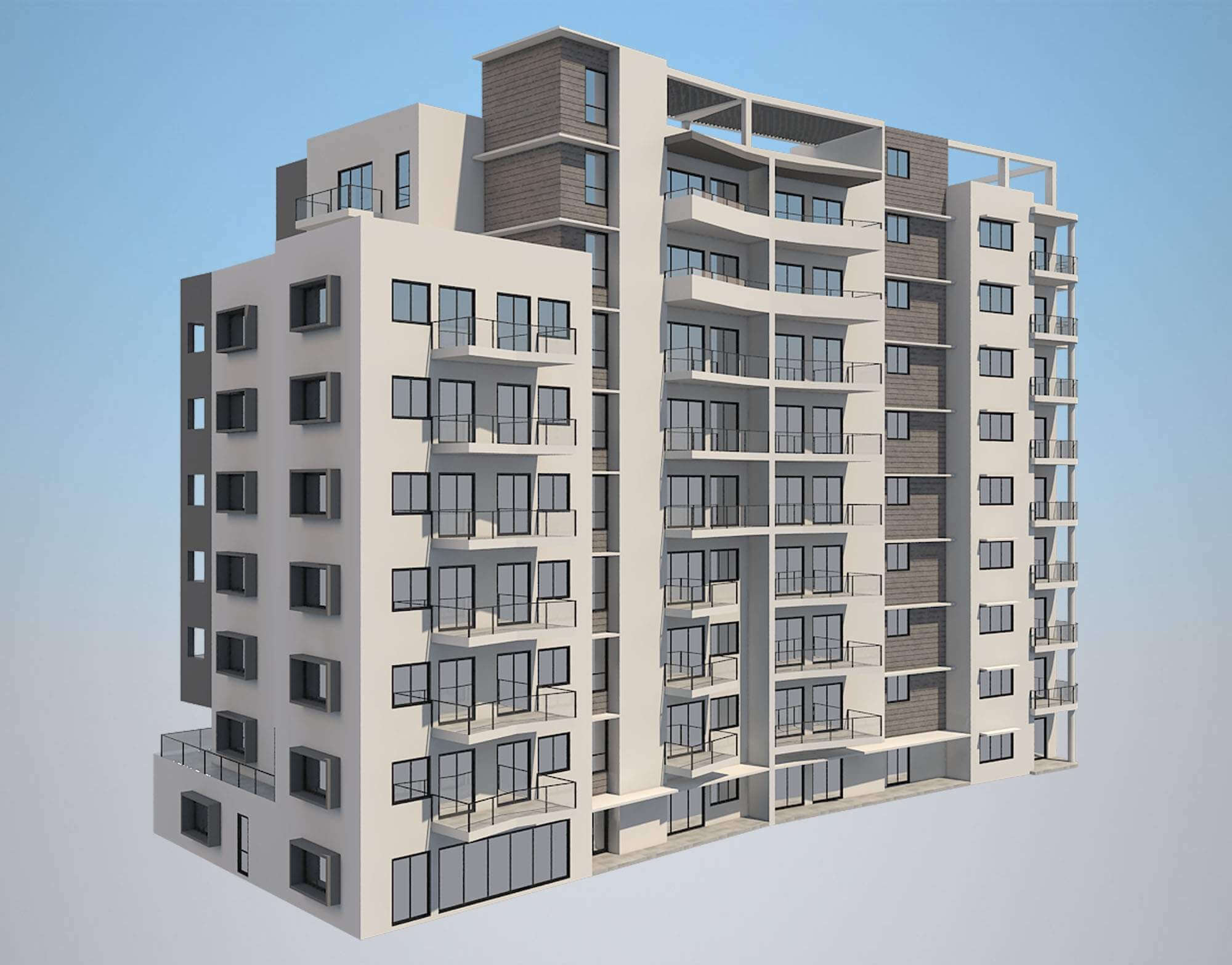 Apartment Building 7 - 3D Model by virtual3d
