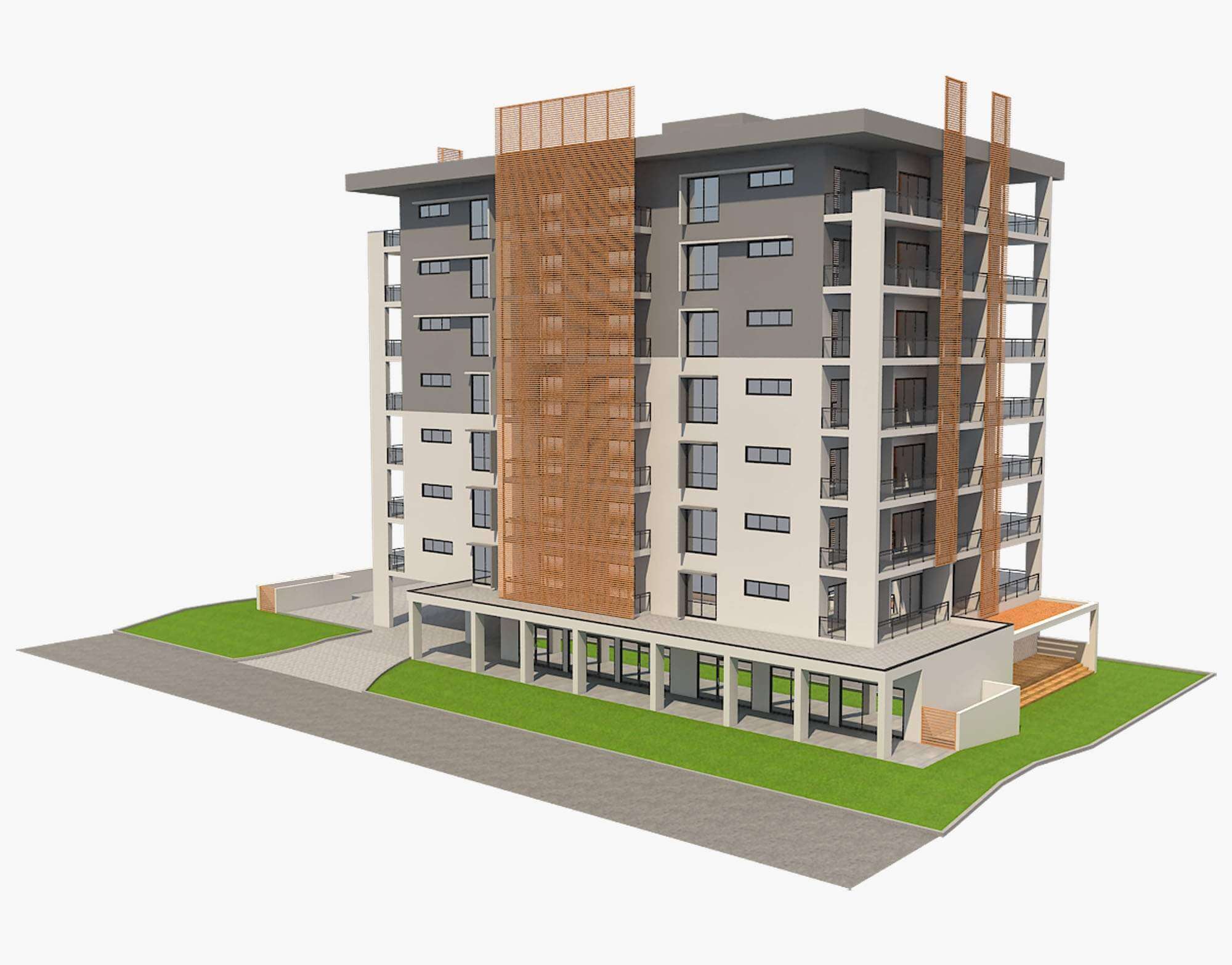 Apartment Building 8 - 3D Model by virtual3d