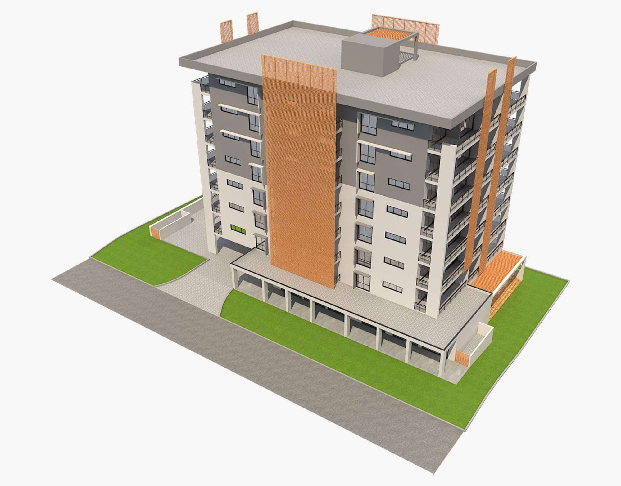 Apartment Building 8 - 3D Model by virtual3d
