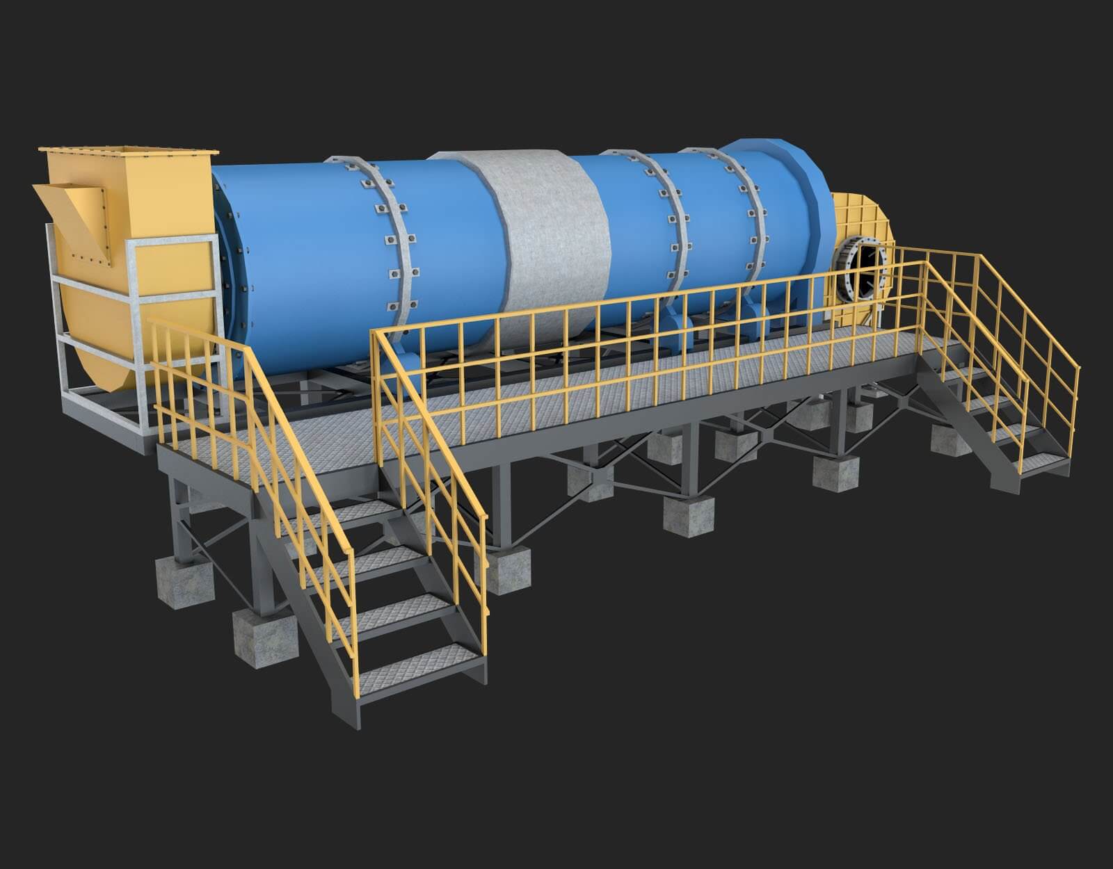 Asphalt Plant Dryer Machine - 3D Model by virtual3d