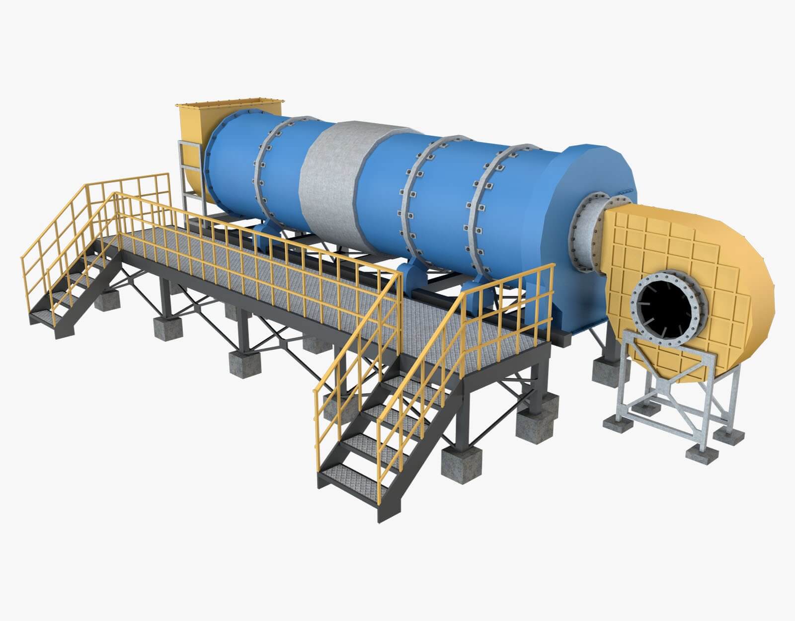 Asphalt Plant Dryer Machine - 3D Model by virtual3d
