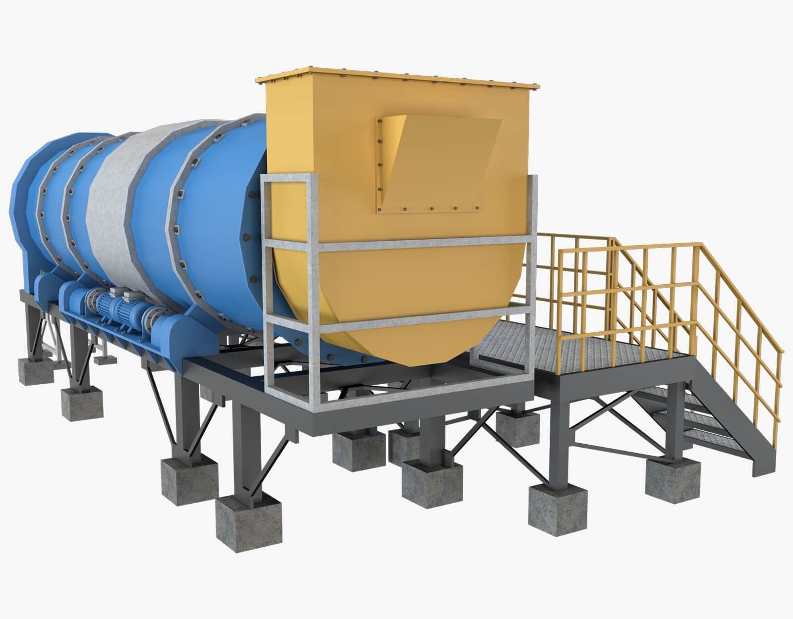 Asphalt Plant Dryer Machine - 3D Model by virtual3d