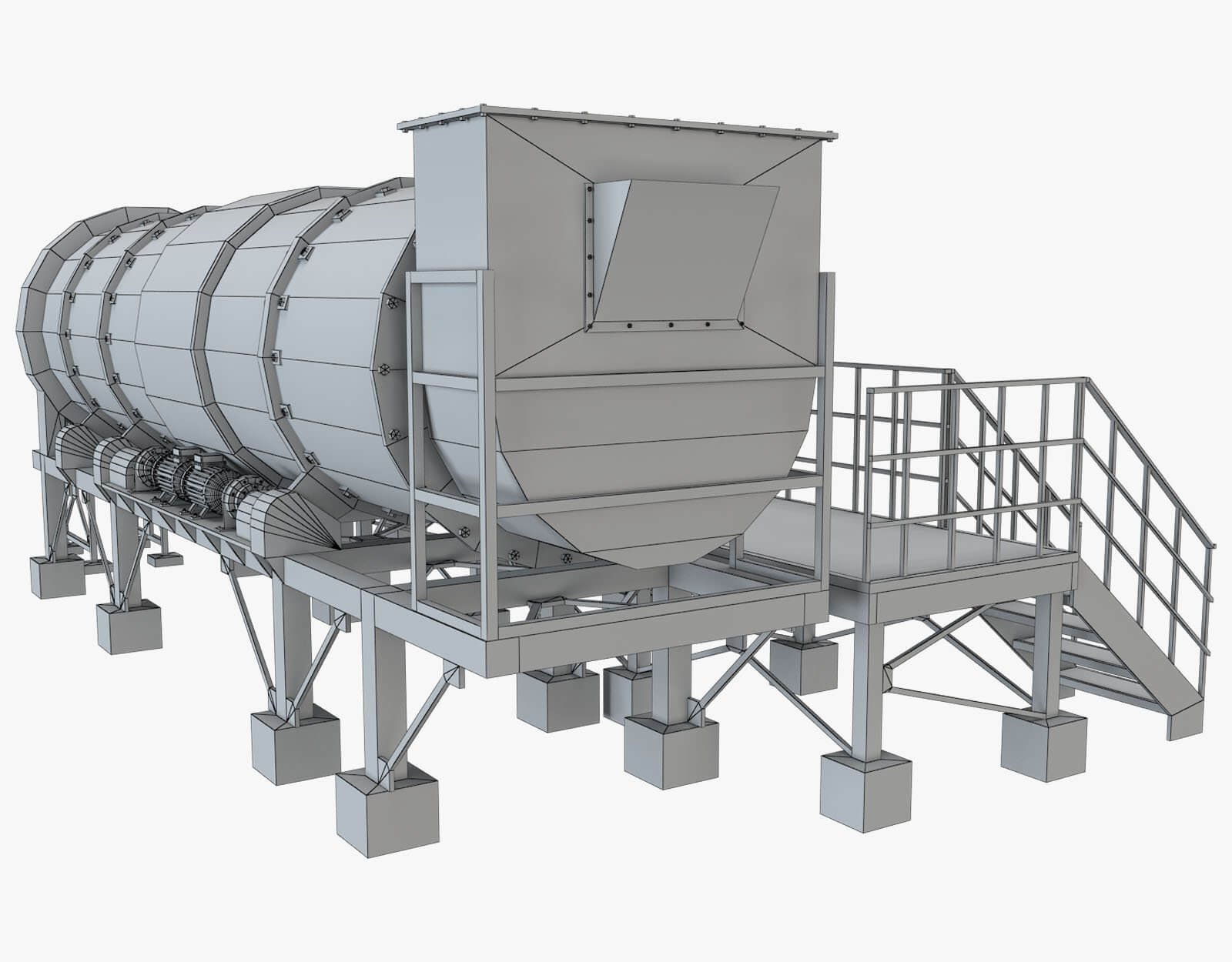 Asphalt Plant Dryer Machine - 3D Model by virtual3d