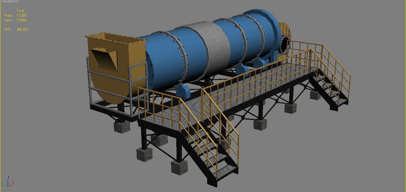 Asphalt Plant Dryer Machine - 3D Model by virtual3d