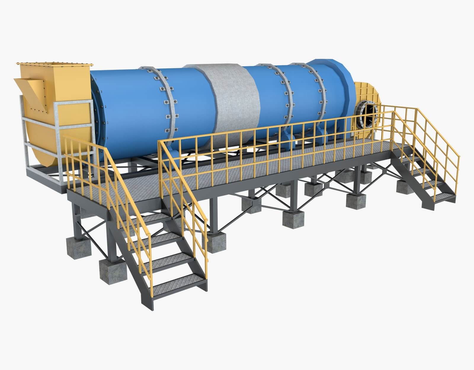 Asphalt Plant Dryer Machine - 3D Model by virtual3d
