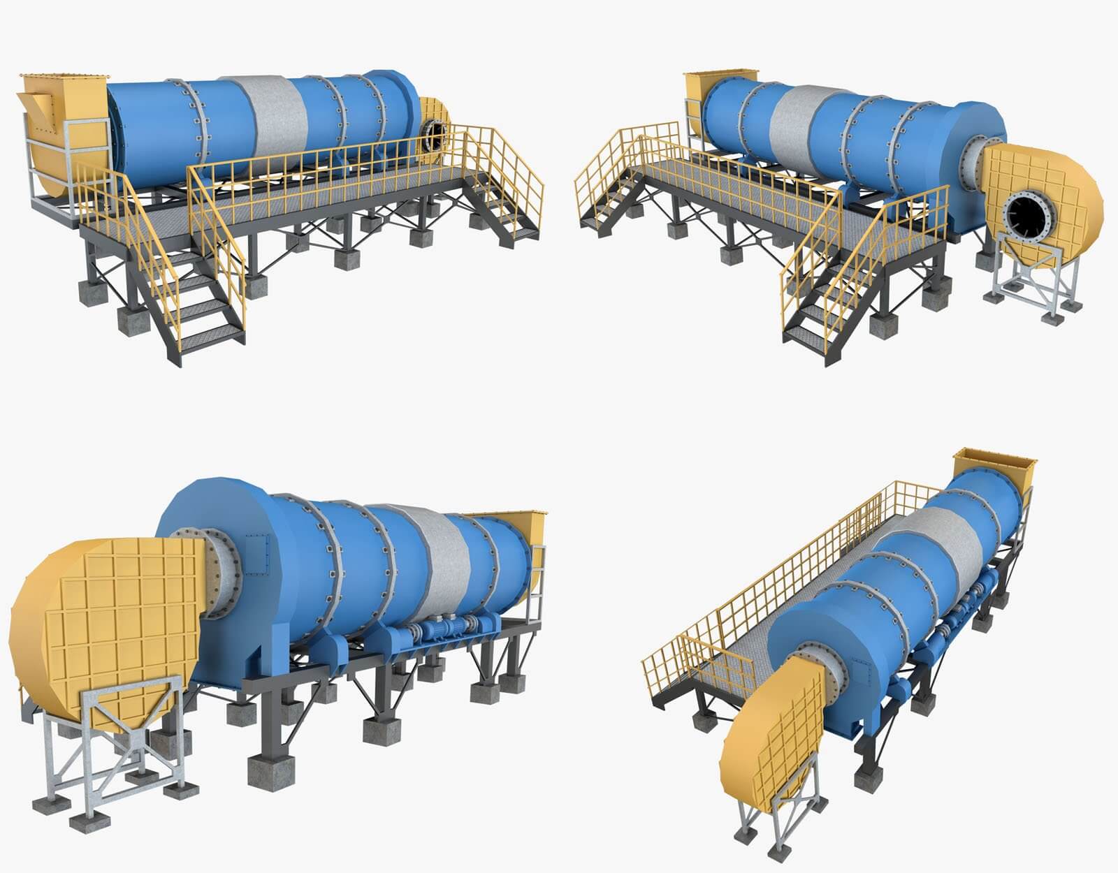 Asphalt Plant Dryer Machine - 3D Model by virtual3d