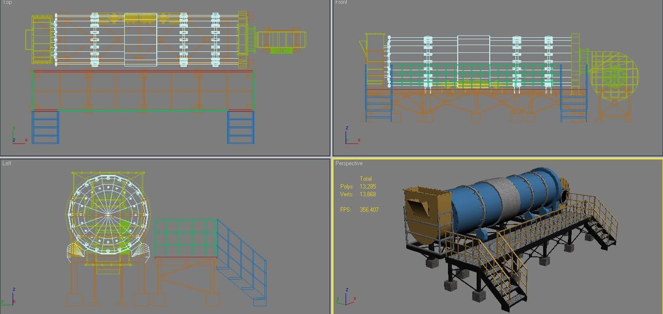 Asphalt Plant Dryer Machine - 3D Model by virtual3d