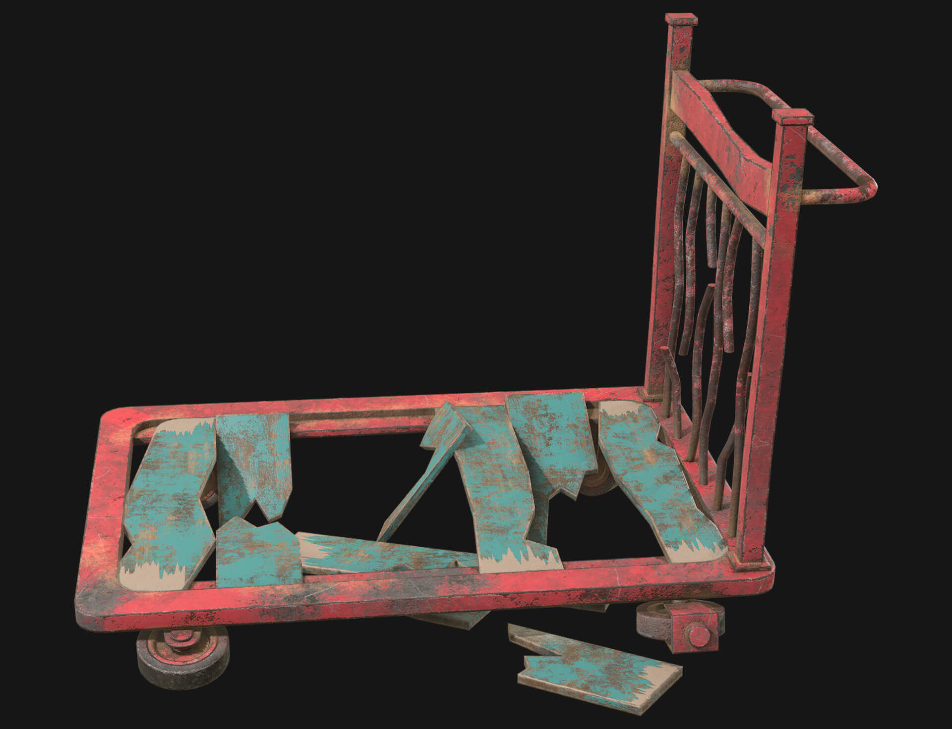 Old Broken Cart - 3D Model by virtual3d