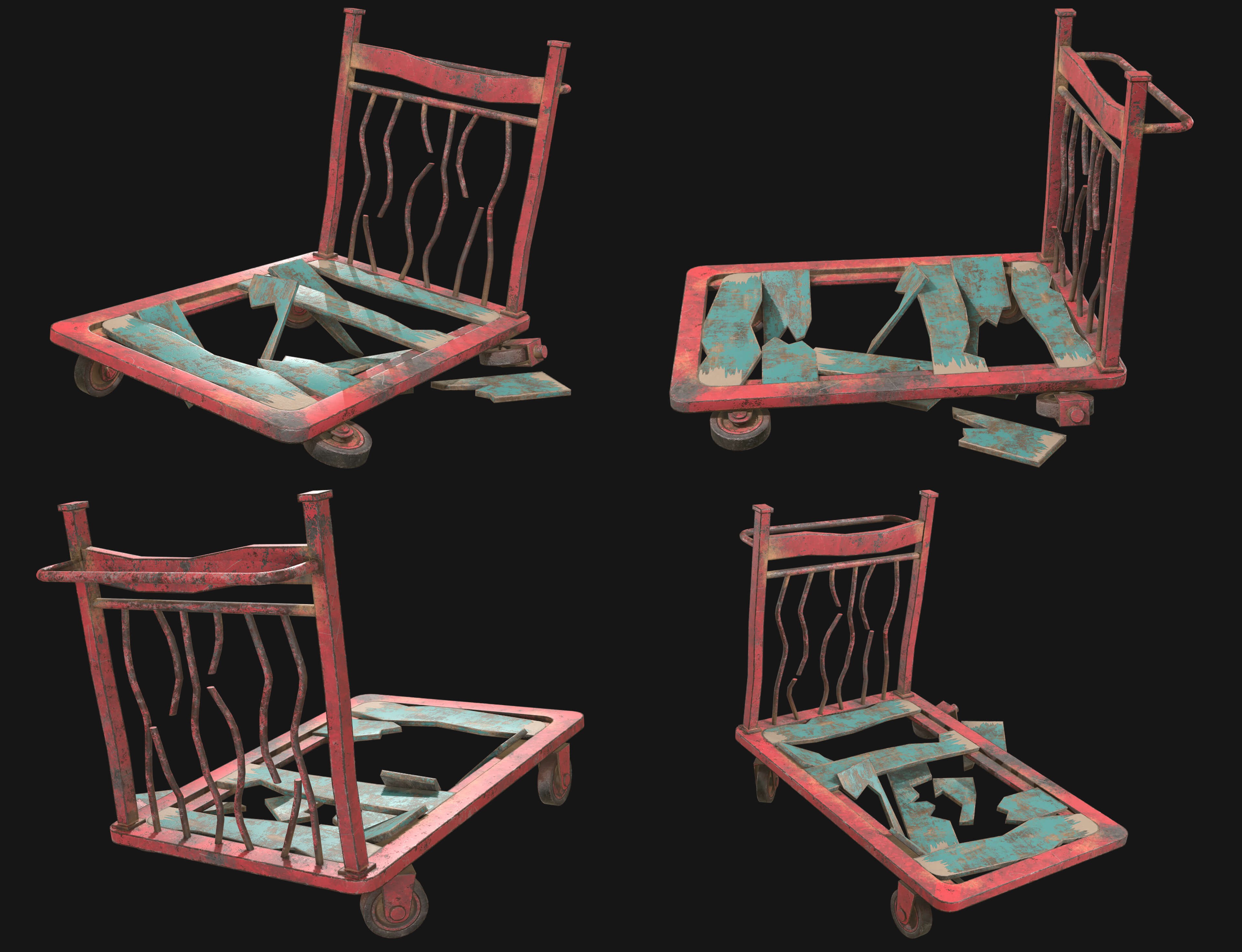 Old Broken Cart - 3D Model by virtual3d