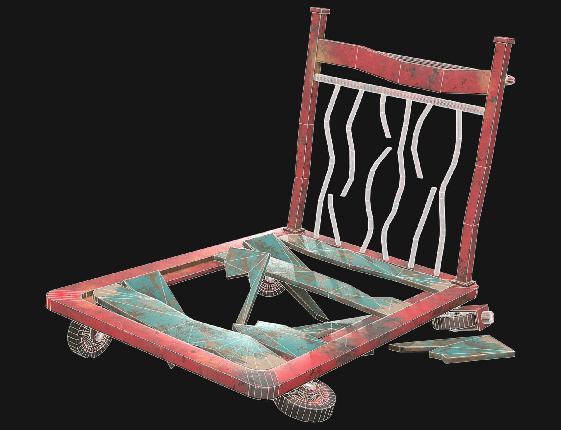 Old Broken Cart - 3D Model by virtual3d