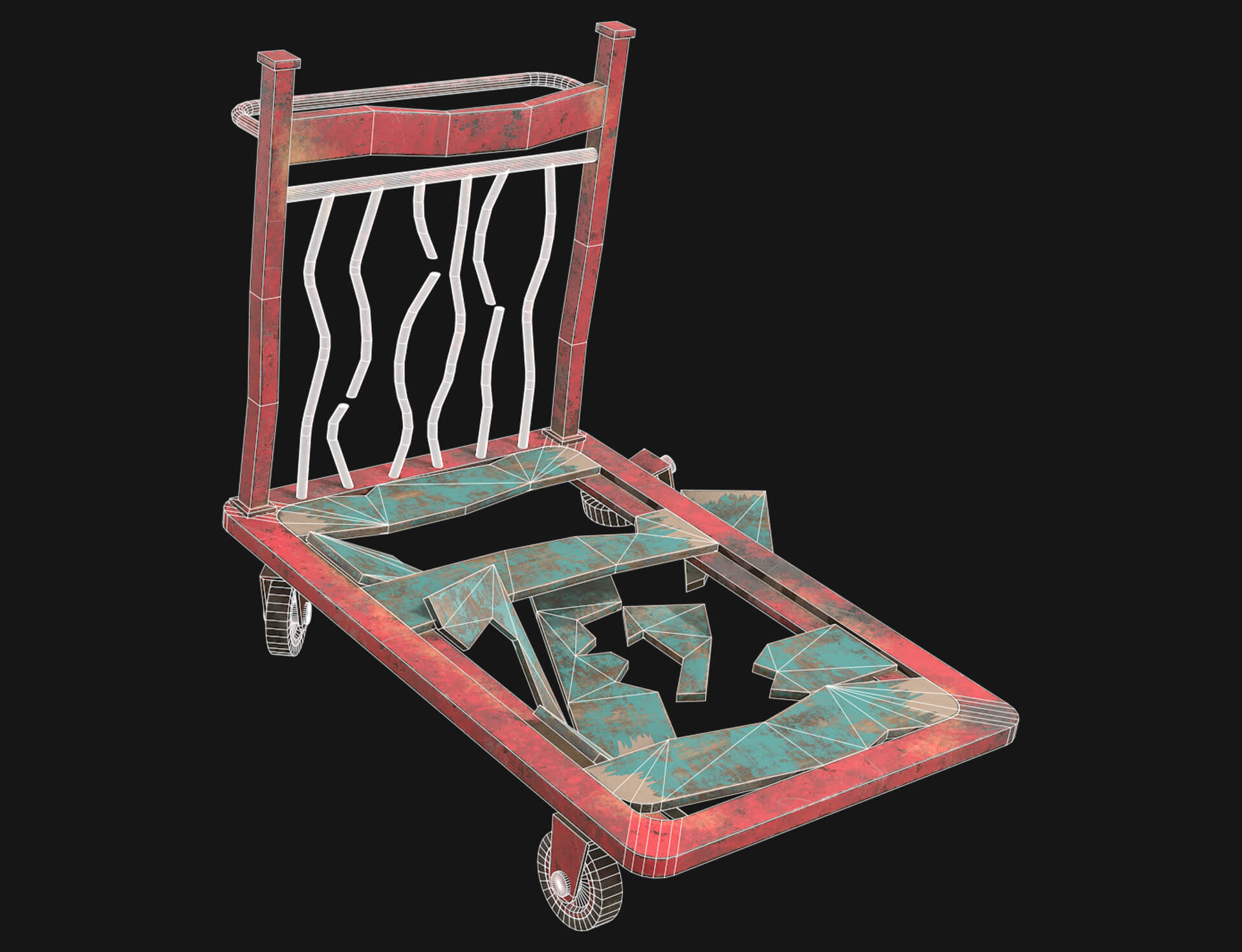 Old Broken Cart - 3D Model by virtual3d