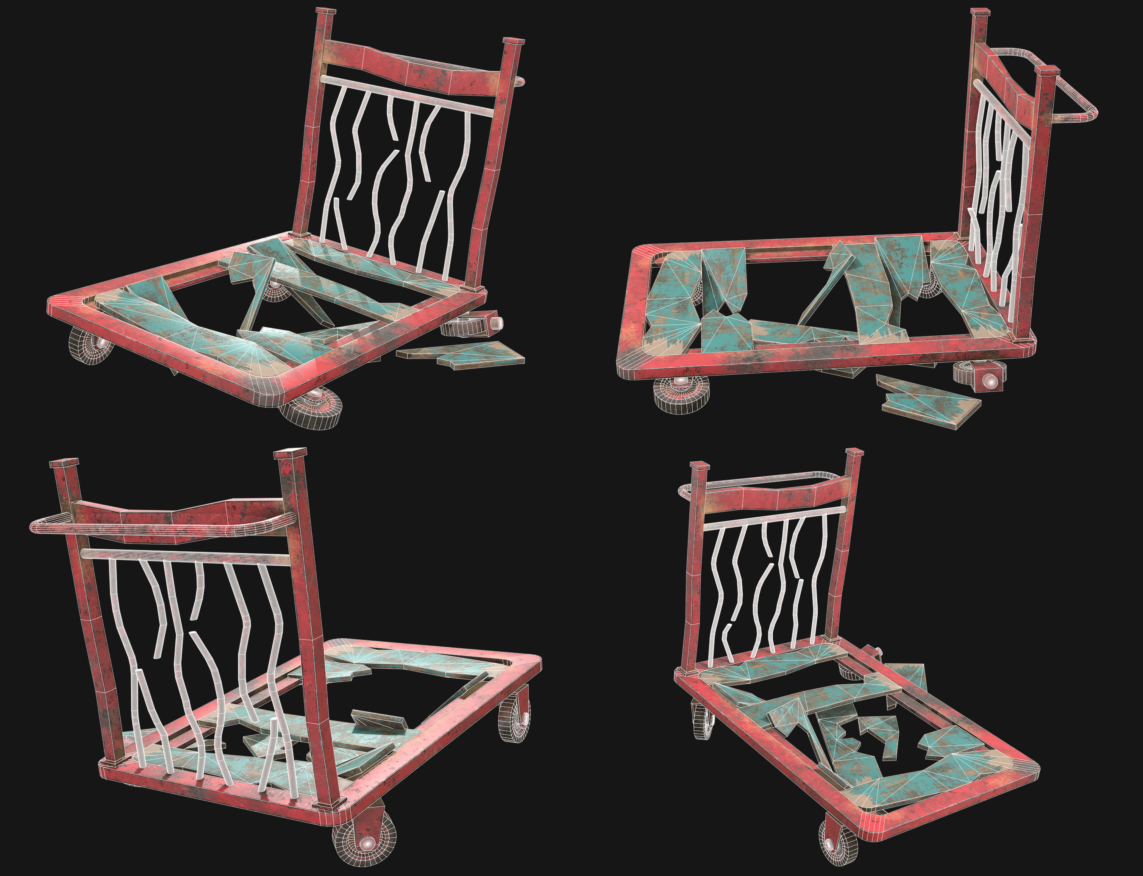 Old Broken Cart - 3D Model by virtual3d