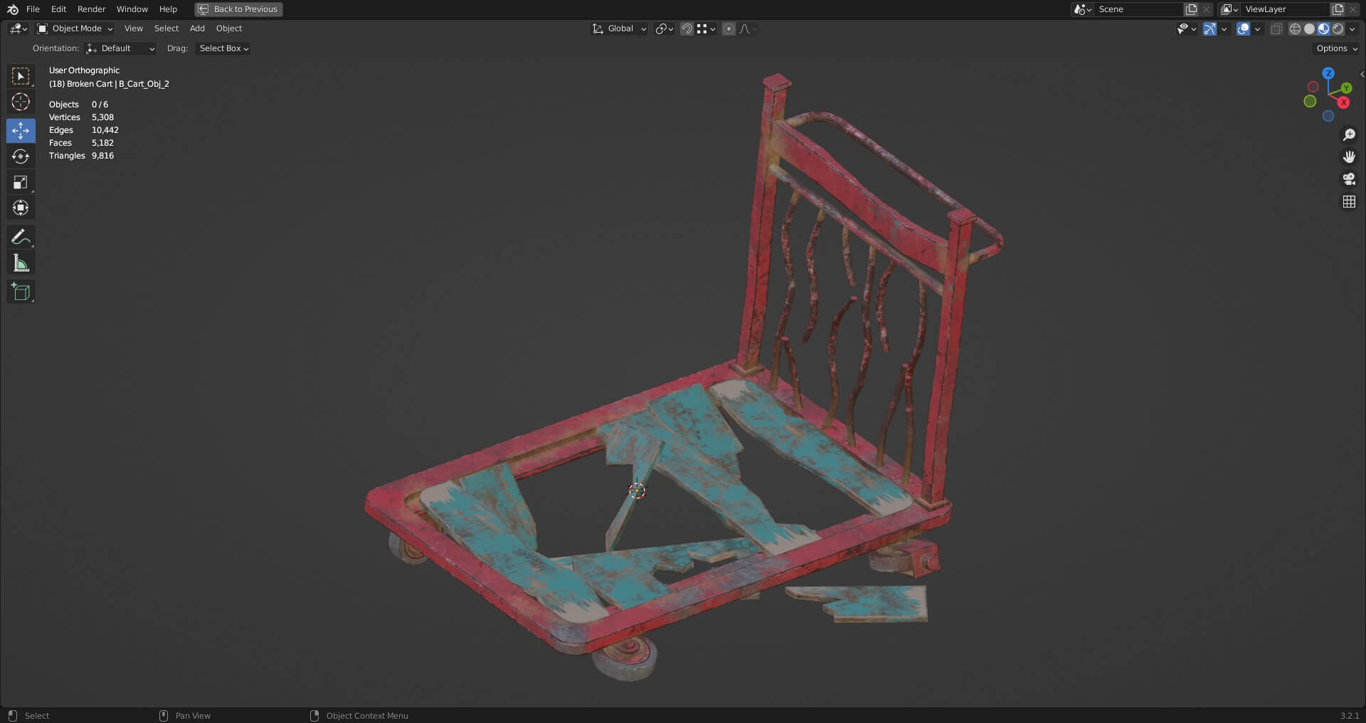 Old Broken Cart - 3D Model by virtual3d