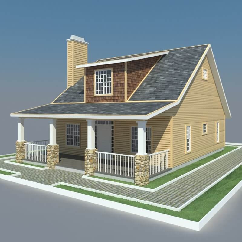 Bungalow House - 3D Model by virtual3d