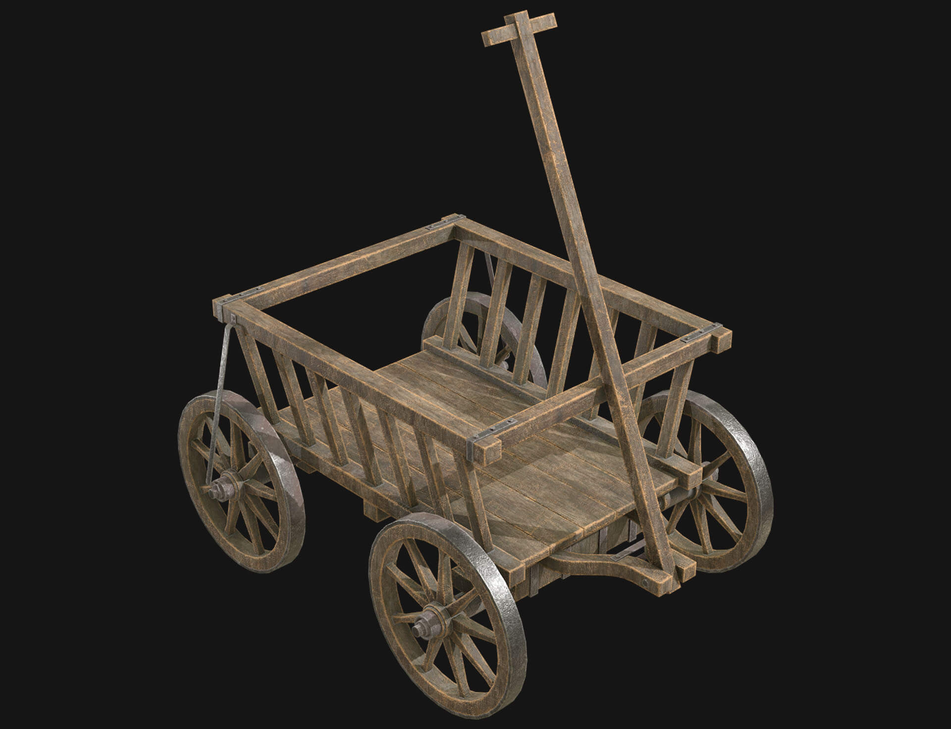 Old Wooden Cart 4 - 3D Model by virtual3d