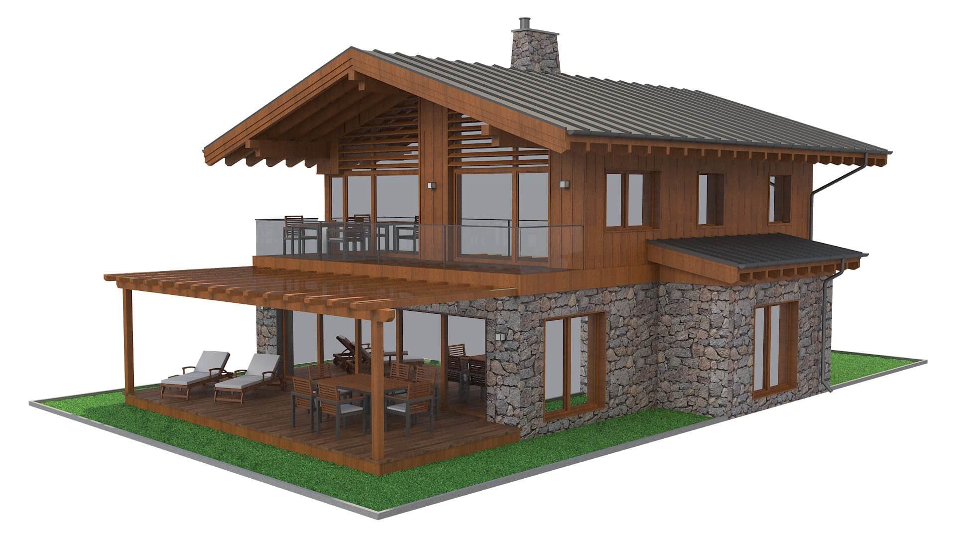 Chalet House 4 - 3D Model by virtual3d