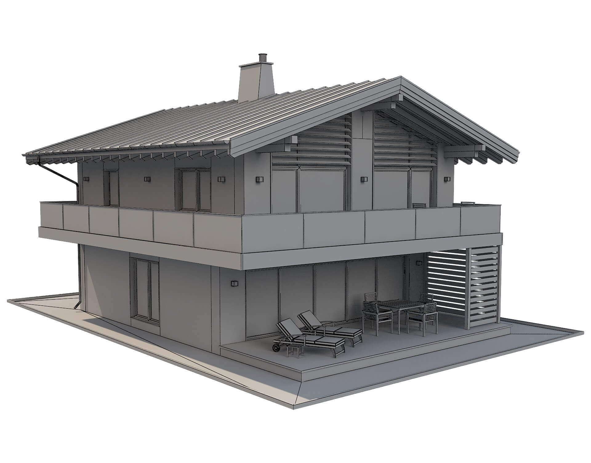 Chalet House 7 - 3D Model by virtual3d