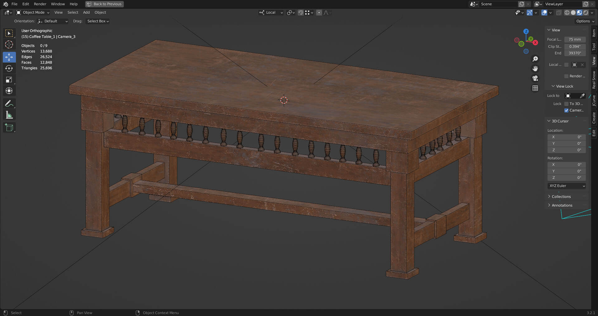Coffee Table 1 - 3D Model by virtual3d