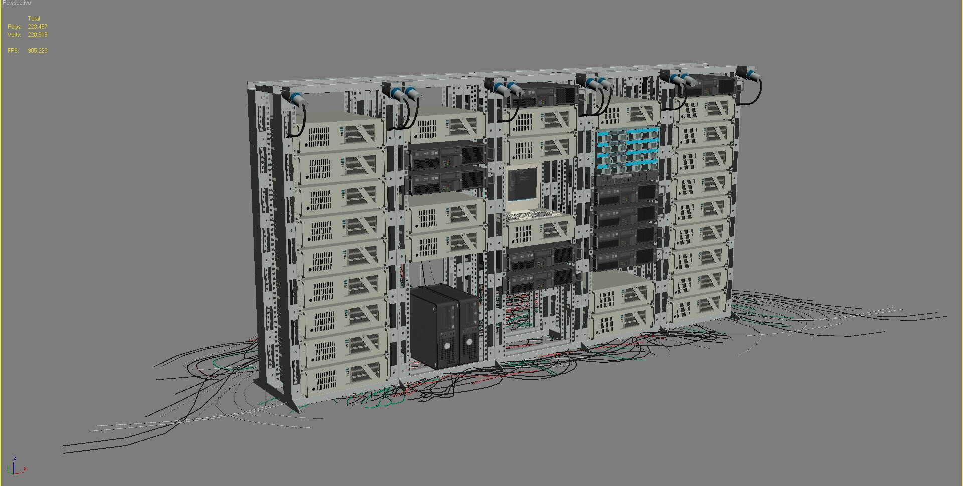Data Server Rack And Chassis - 3D Model by virtual3d