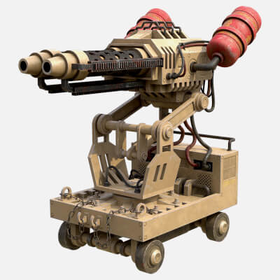 Flamethrower Turret-1-Desert 3D Model by virtual3d