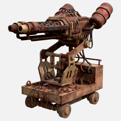 Flamethrower Turret 1 Rusty Desert - 3D Model by virtual3d