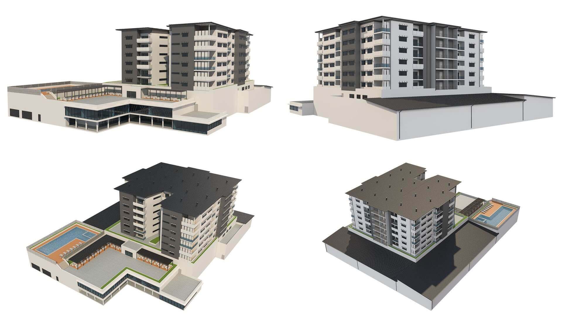 Hotel Building 1 - 3D Model by virtual3d