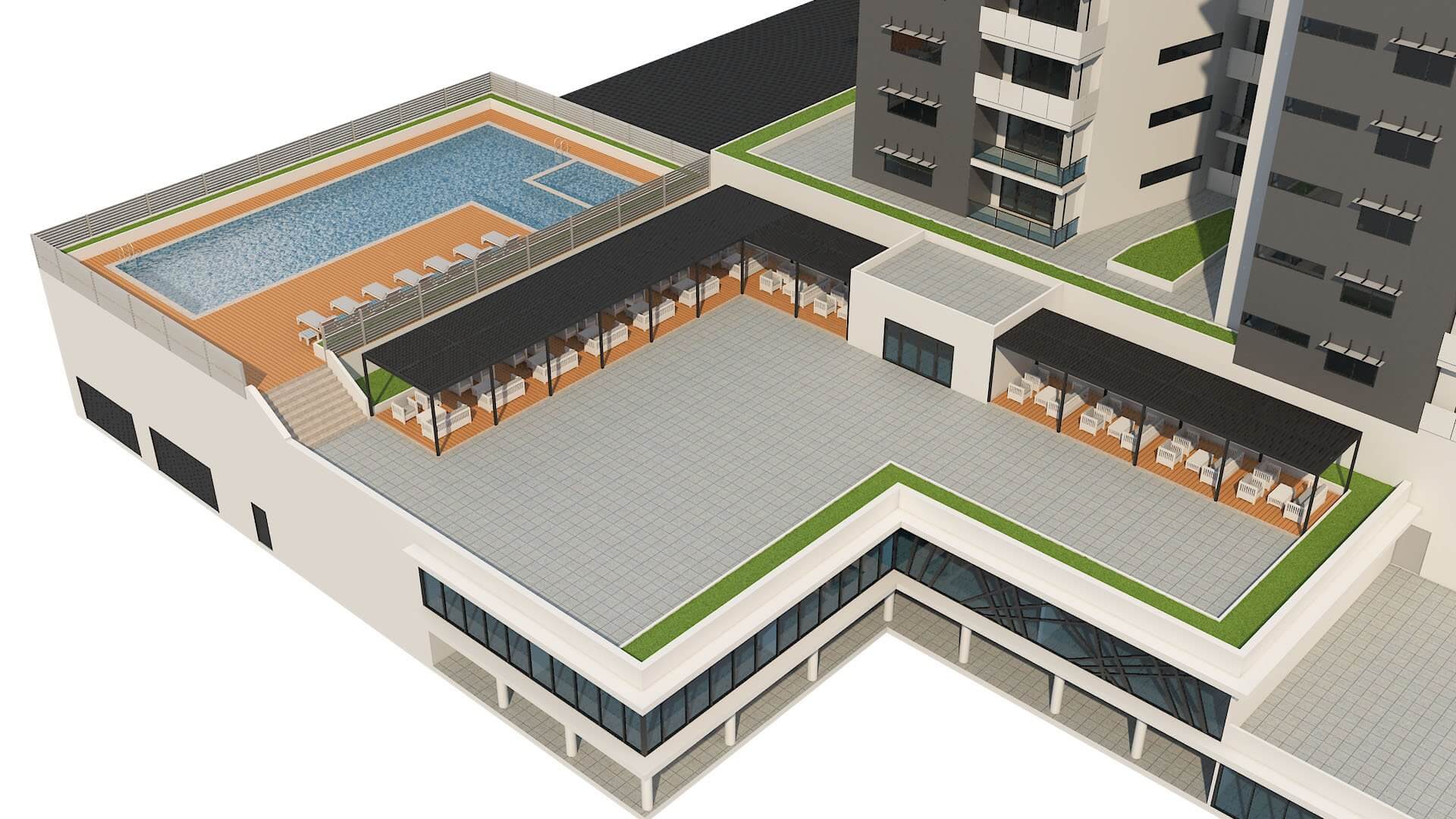 Hotel Building 1 - 3D Model by virtual3d