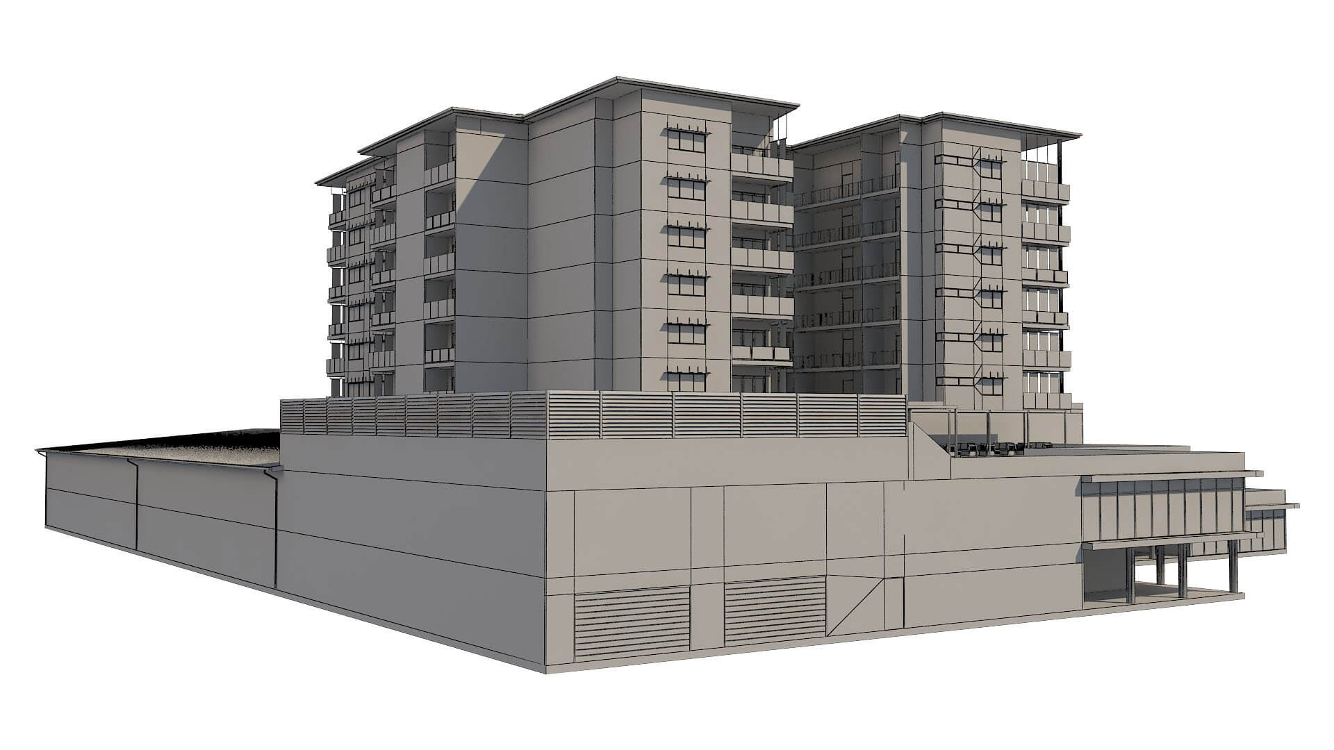 Hotel Building 1 - 3D Model by virtual3d