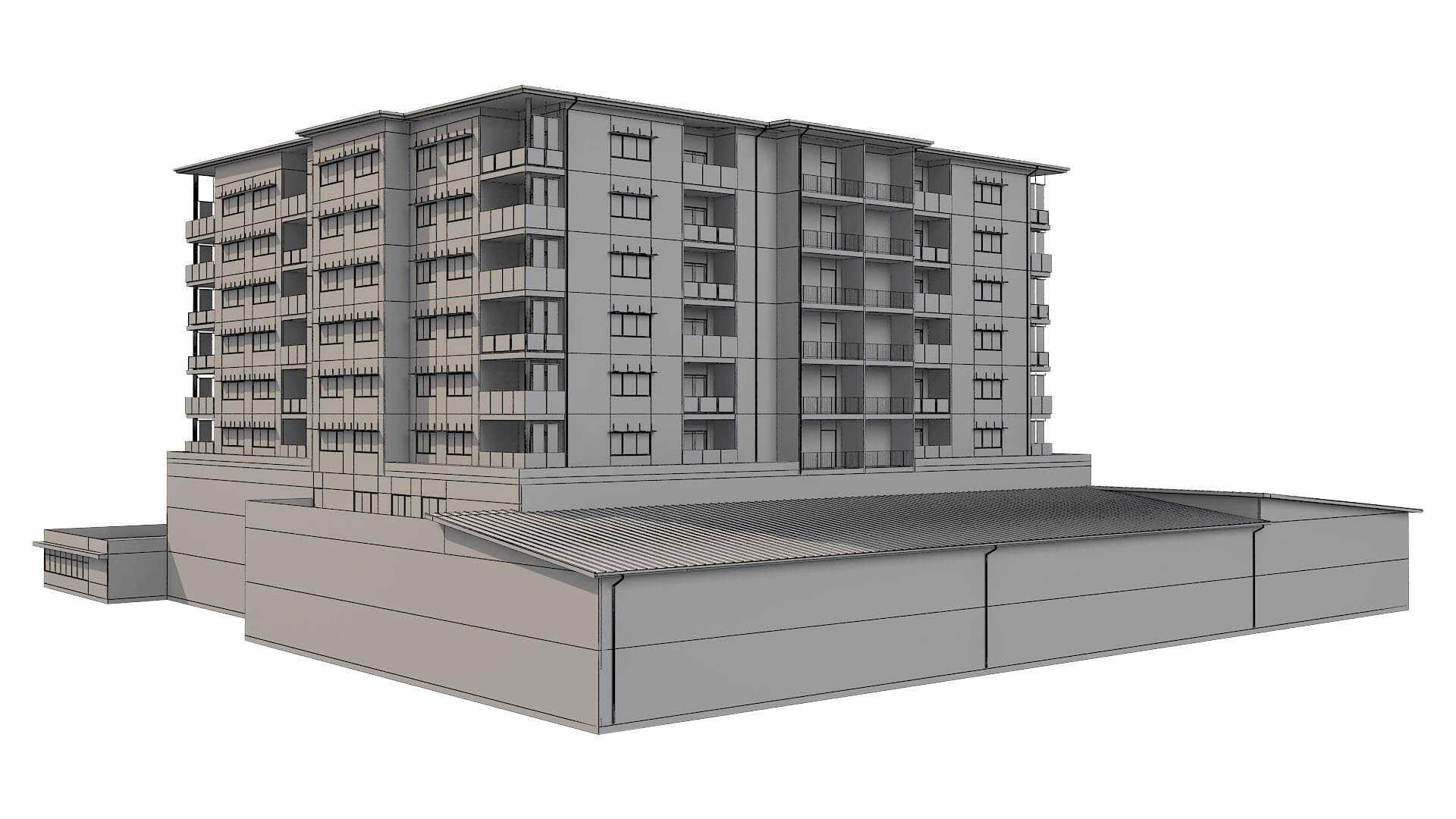 Hotel Building 1 - 3D Model by virtual3d